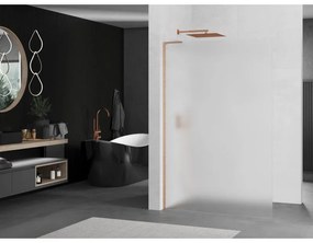 Mexen Kioto L, sprchová zástěna Walk-In 80 x 200 cm, 8mm sklo námraza, měděný matný profil, 800-080-103-65-30