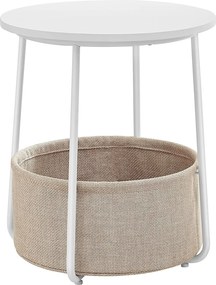 Kulatý stůl, malý konferenční stolek, 45⌀x50 cm bílý-bežový