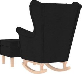Houpací křeslo s podnožkou černé textil 3307999