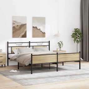 Kovový rám postele bez matrace dub sonoma 183 x 213 cm 3325126