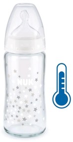 Skleněná kojenecká láhev NUK FC s kontrolou teploty 240 ml bílá Bílá