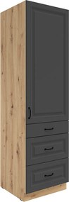 STILO gr | vysoká skříňka 60 DKS-210 3S 1F potravinová | 60 cm | UNI dvířka | artisan/grafit