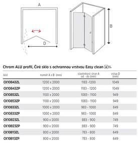 Mereo Mereo, Zalamovací sprchové dveře, Novea, chrom ALU, sklo Čiré, pravé provedení, CK10843ZP