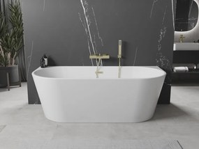 Mexen Oval volně stojící vana ke stěně 170 x 80 cm, bílá, zlatý přepad - 52671708000-50