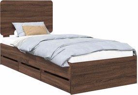 Rám postele se zásuvkou Hnědý dub 90 x 190 cm Inženýrské dřevo 3412643