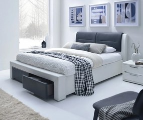HALMAR Čalouněná postel Cassandra2 160x200 dvoulůžko - bílo-černá