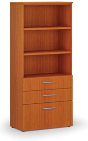 Kancelářská skříň s kombinovanými zásuvkami PRIMO WOOD, 800 x 420 x 1781 mm, třešeň