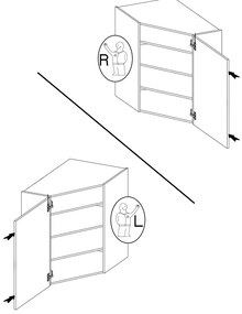 SIENA | horní skříňka 60x60 GN-90 1F (45°) rohová s policemi | 60x60 cm | UNI | VYSOKÁ | černá