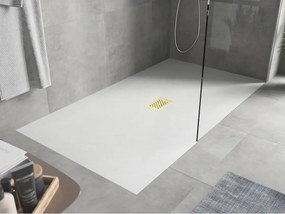 Mexen Hugo, obdélníková sprchová vanička SMC 200 x 100 cm, bílá, zlatá krytka, 42101020-G