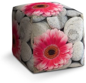 Sablio Taburet Cube Gerbera na kamenech: 40x40x40 cm