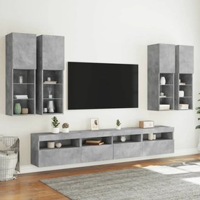 7dílná obývací stěna s LED osvětlením betonově šedá 3216774