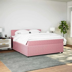 Box spring postel s matrací růžová 180x200 cm samet 3290111