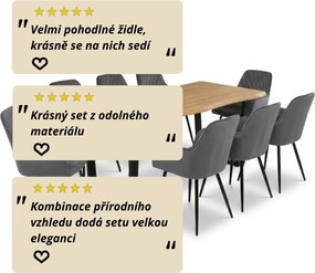 Vikio Jídelní set pro 8 osob 180x90 cm dub noha U šedá židle s područkami VJS168-8S
