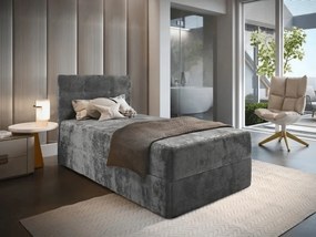 Čalouněná postel boxspring GLORIEN VELVET 100x200 cm šedá Matrace: Matrace Bonell pružinová