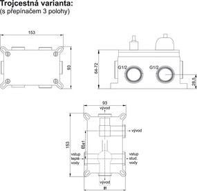 Mereo Mereo, Sprchová podomítková baterie s trojcestným přepínačem, Mada, Mbox, CBQ60157MC