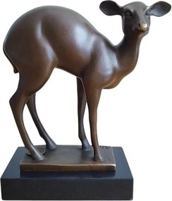Bronzová soška antilopy ve stylu Art Deco – podle Petersena – signováno, mramorový podstavec