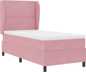 Postel s boxspringem s čelo Růžová 190 x 90 cm samet 3340855