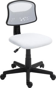 HOMCOM Ergonomická kancelářská židle bez opěrek s síťovinou, otáčecí, nastavitelná výška, nosnost 120 kg, bílá | Aosom