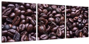 Obraz kávových zrn (s hodinami) (90x30 cm)