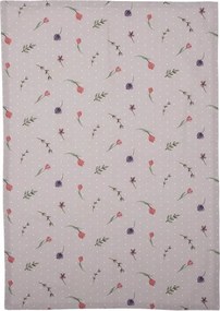 Béžová bavlněná utěrka s květy Happy Bunny - 50*70 cm