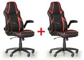 Kancelářská židle GAME, 1+1 ZDARMA, černá/červená