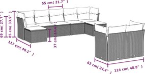 vidaXL 9dílná zahradní sedací souprava s poduškami polyratan [3218309] Barva: Černá