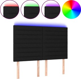 Čelo postele s LED černé 144x5x118/128 cm textil 3122564