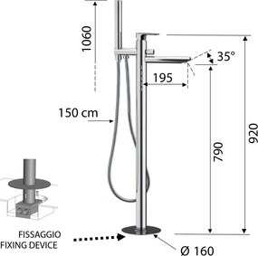 Sapho, SPY vanová baterie s připojením do podlahy, černá matná, PY21/15