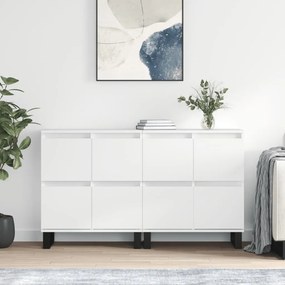 Příborníky 2 ks bílé s vysokým leskem kompozitní dřevo 3190183