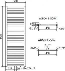 Mexen Hades, elektrické topné těleso 1500 x 500 mm, 600 W, zlatá lesklá, W104-1500-500-2600-50