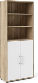 Skříň Modulo 89 x 40 x 221,5 cm, dveře dřevo, dub sonoma / bílá