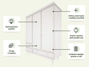Velká třídveřová šatní skříň do dětského pokoje BABUSHKA bílá