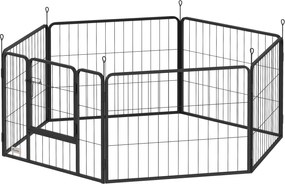 PawHut Ohrádka pro štěňata 60 cm vysoká, 6-dílná ohrádka pro psy, DIY ohrádka se dveřmi, volně se pohybující prostor pro malé psy, ocel, šedá | Aosom