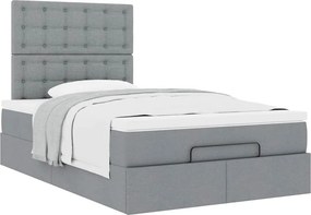 Osmanský rám postele s matrací světle šedá 120x190 cm textil 3313306