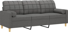 3místná pohovka s polštáři tmavě šedá 180 cm textil 3200791