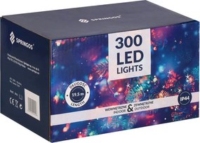 LED světelný řetěz - 25,5m, 300LED, IP44, multicolor