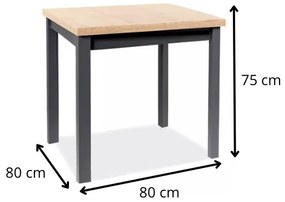 Jídelní stůl Adam 80 cm dub artisan/černý
