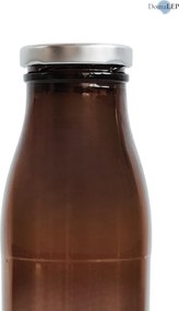 Skleněná láhev na mléko 500 ml hnědá se stříbrným víčkem JOTA