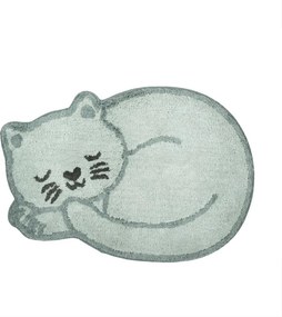 Světle modrý bavlněný dětský koberec 43x60 cm Sleeping Cat – Sass & Belle