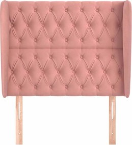 Čelo postele typu ušák růžové 83 x 23 x 118/128 cm samet 3118339