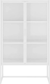 Komoda bílá 80 x 35 x 135 cm ocel a tvrzené sklo 335884