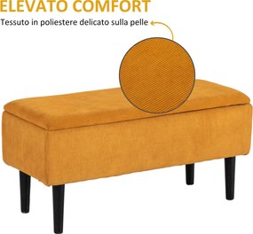 HOMCOM úložná lavička 47L s polyesterovým potahem do ložnice a předsíně, 95x38x45cm, Oranžová