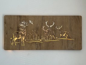 Li-Go "Jeleni" světelný obraz 230V 90x40 cm provedení povrchu: dub světlý