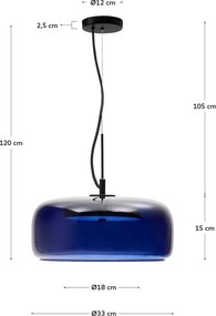Tmavě modré LED závěsné svítidlo se skleněným stínidlem ø 38 cm Reig – Kave Home