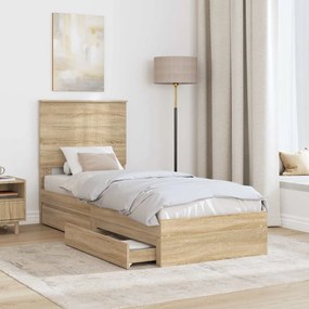 Postel s úložným prostorem se zásuvkou Sonoma dub 75 x 190 cm 3411259