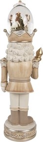 Béžová dekorace Louskáček Nutcracker s LED světýlky - 14*14*49 cm / 3*AA