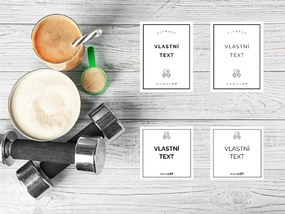 Samolepky na fitness potraviny s vlastním textem | DomaLEP varianta: PRŮHLEDNÁ - š. 6 cm x v. 8 cm