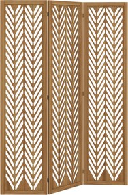 HOMCOM Skládací Paraván se 3 Panely 120x1.7x170 cm Přírodní Dřevo s Geometrickým Vzorem pro Kancelář a Ložnici | Aosom