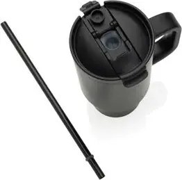 XD Design Uzavíratelný termohrnek s brčkem 480 ml černá / Termohrnek /