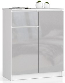 Komoda K80 2D1SZ bílá/metalický lesk
